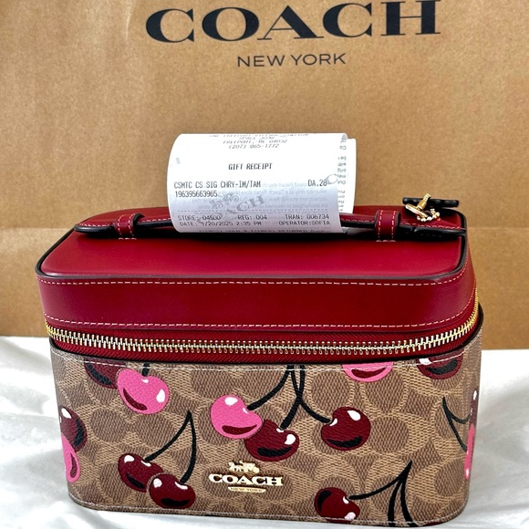 Coach | Bags | Nwt Coach Cosmetic Case Gift In Signature Cherry Print ...